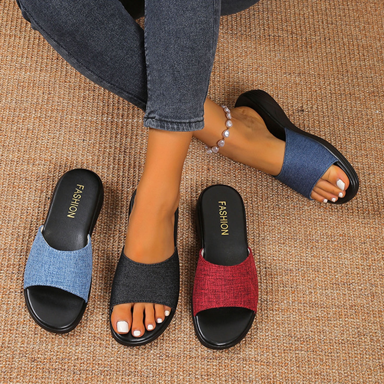 Censtreet Shoes Women Flip Flops Basic Plain Slippers Slip On Sandals ...