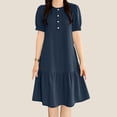 Censtreet Summer Dresses for Women 2026 Button Down Round Neck Dresses ...