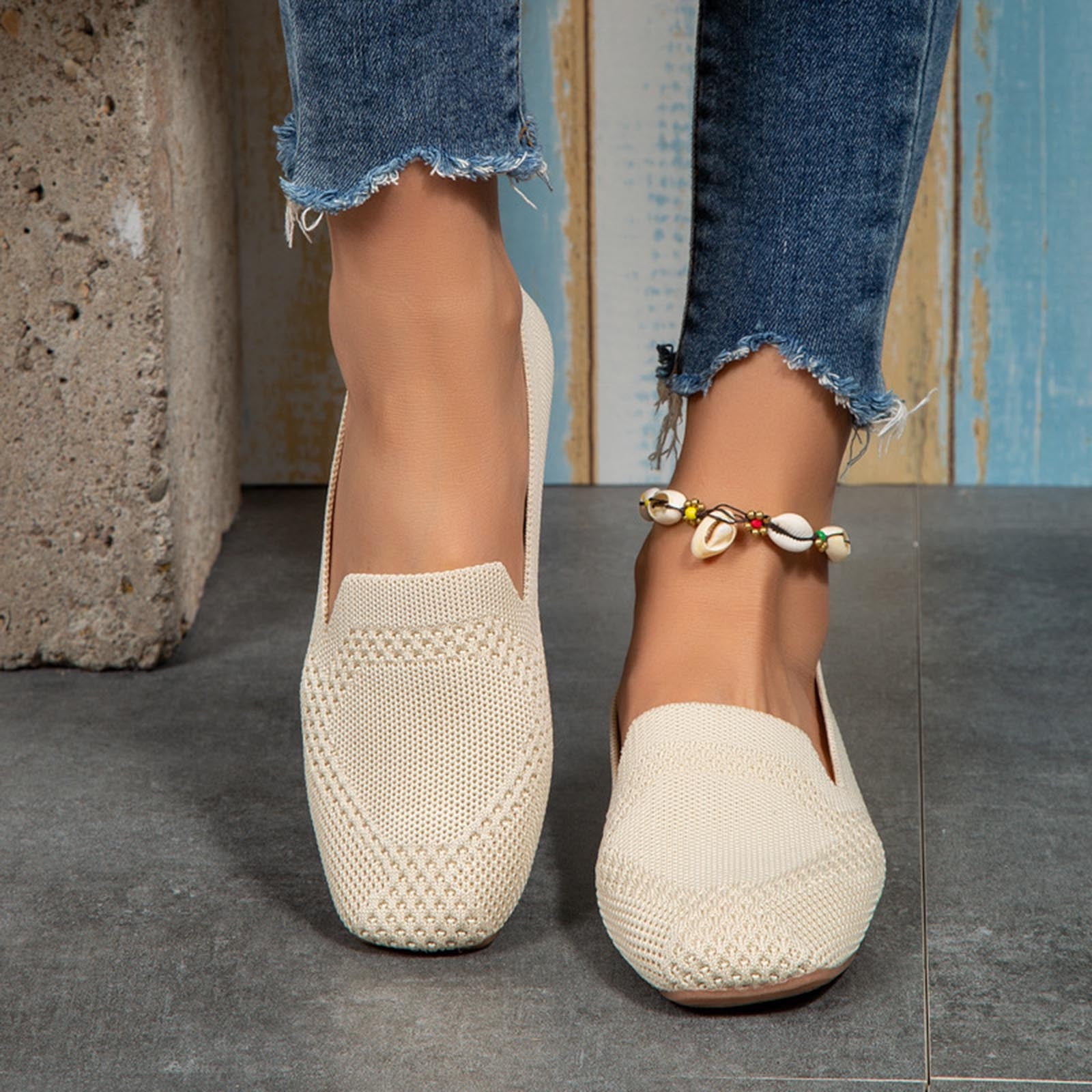 Censtreet Wide Ballet Flats Shoes for Women, Width Foldable Knit Women ...