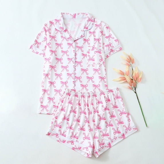 Censtreet Women 2 Piece Pajamas Sets Short Sleeve Pj Sets Cute Printed ...