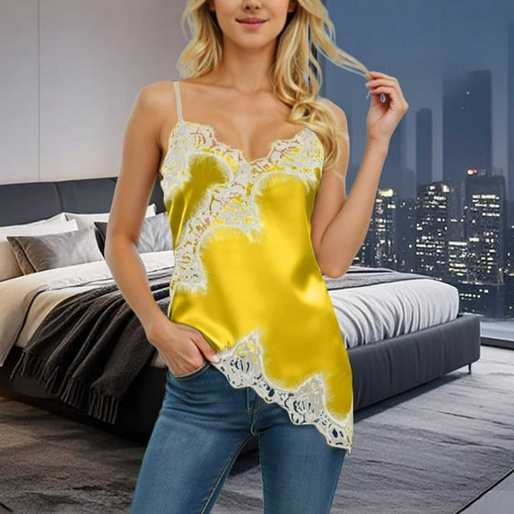 Censtreet Women Short Nightgowns Sleeveless Nightshirts V Neck Sleep ...