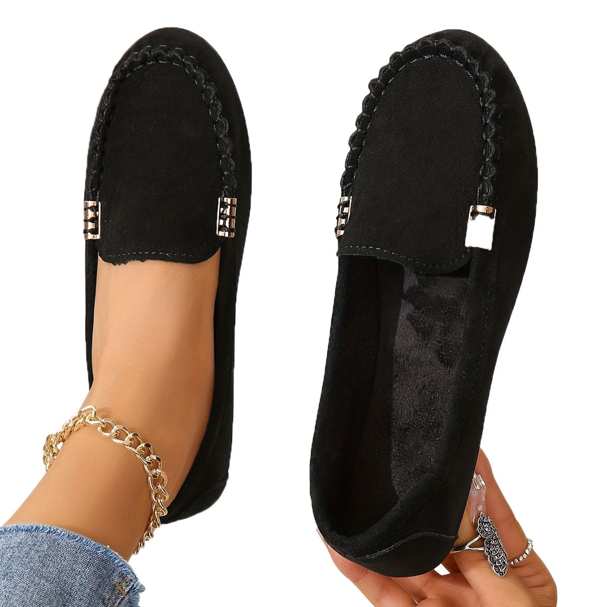 Censtreet Women's Flat Ballet Shoes Knit Flat Shoes for Women Round Toe ...