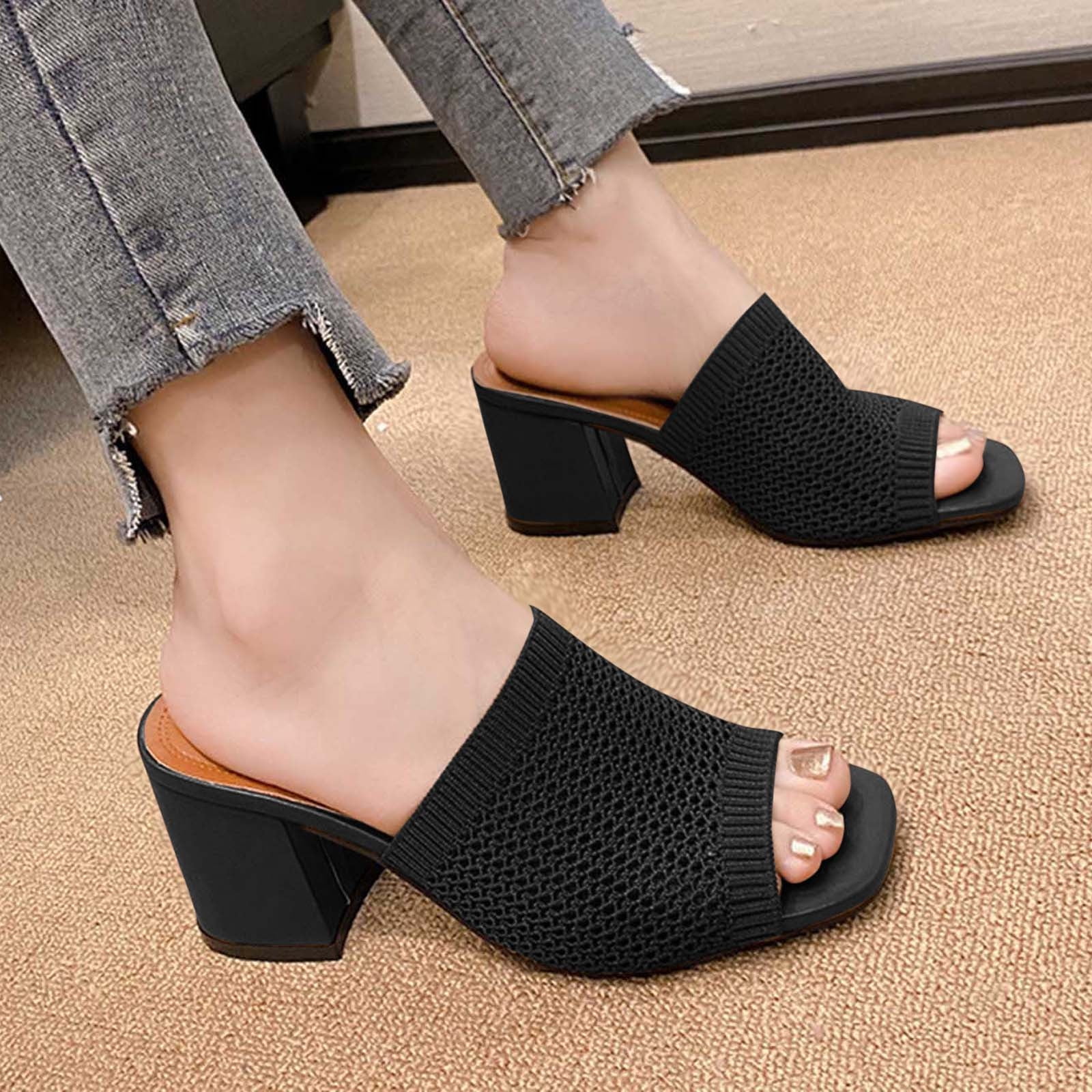 Censtreet Women's Heeled Sandals Open Toe Heeled Sandals Block Heels ...