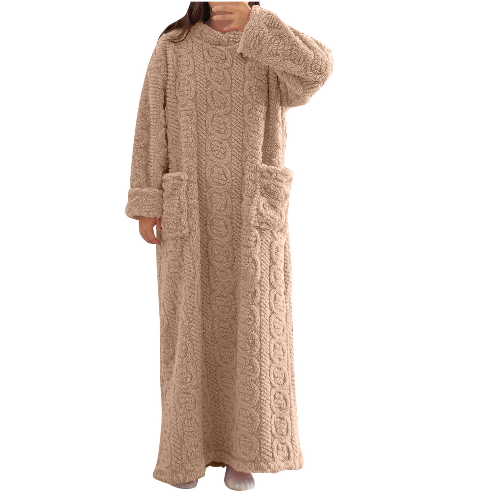 Censtreet Women's Nightgown, Long Plush Sleepshirt, Cozy Fleece Robe ...