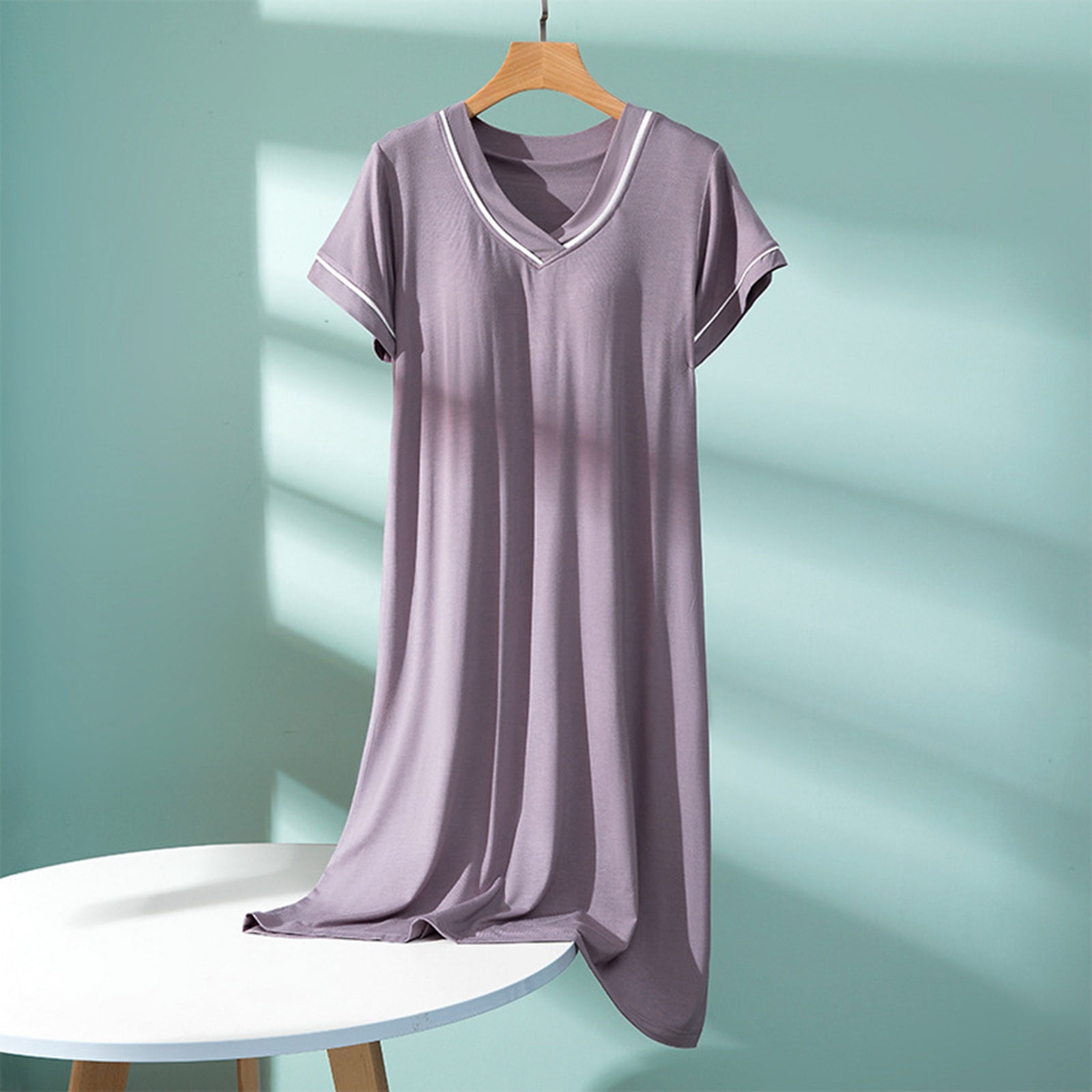 Censtreet Women's Nightgown Short Sleeve Nightshirts Comfy Soft Pajama ...