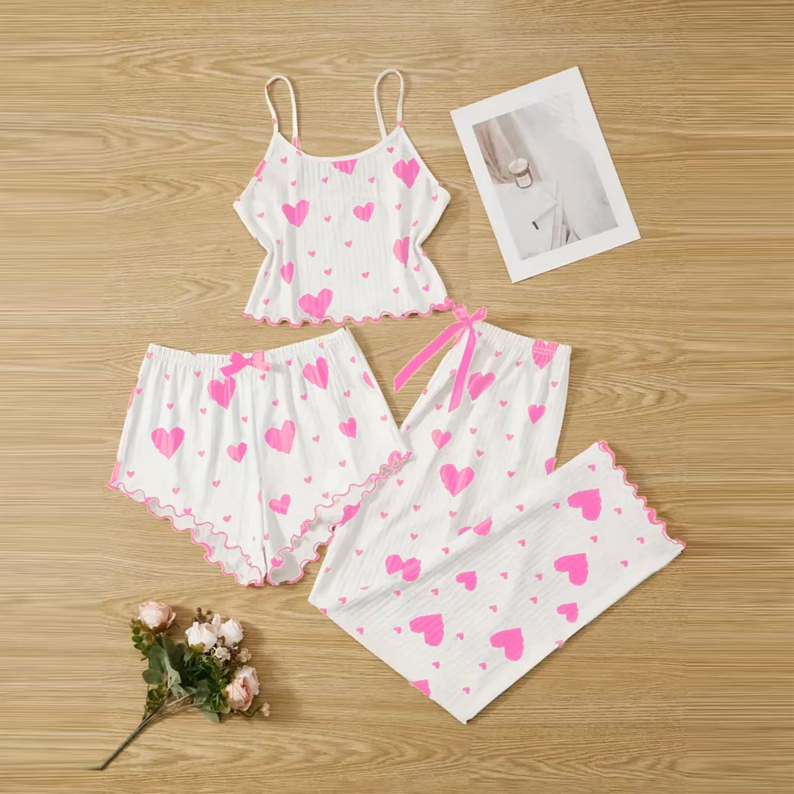 Censtreet Women's Pajama Set,2-Piece Cami and Shorts Set,Heart ...