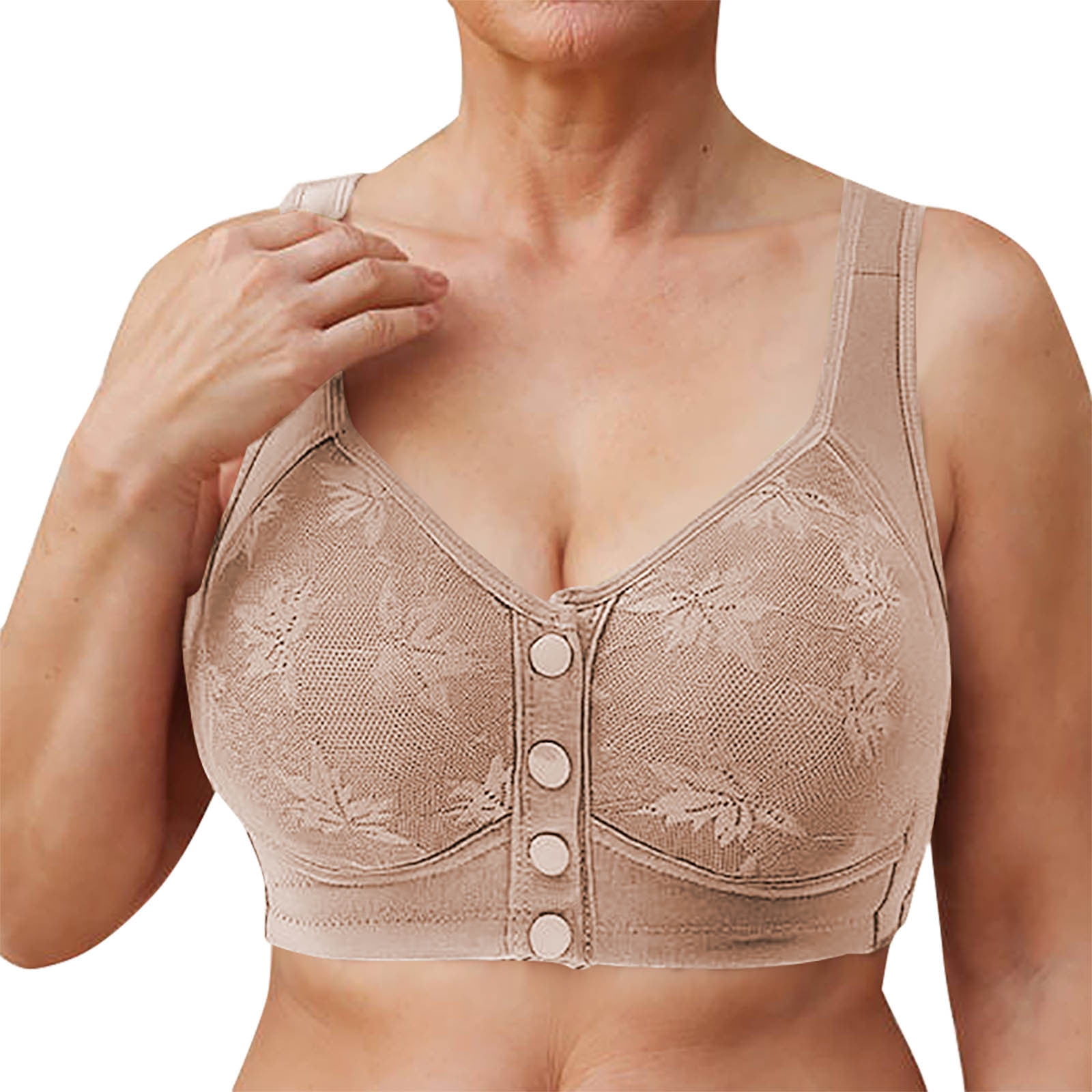 Censtreet Women's Plus Size Full Coverage Front Closure Posture Back Unpadded Wireless Double ...