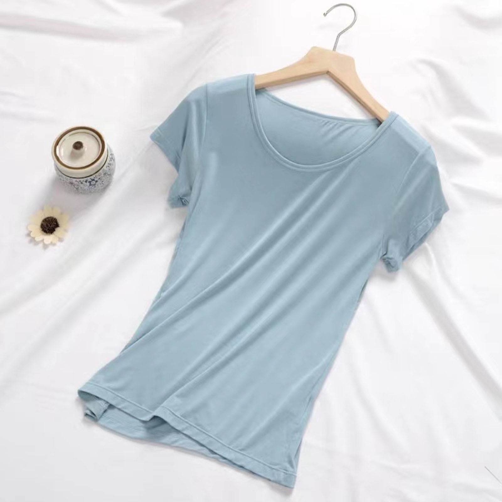 Censtreet Women's Sleep Shirts Top Short Sleeve Pajama Tops for Women ...