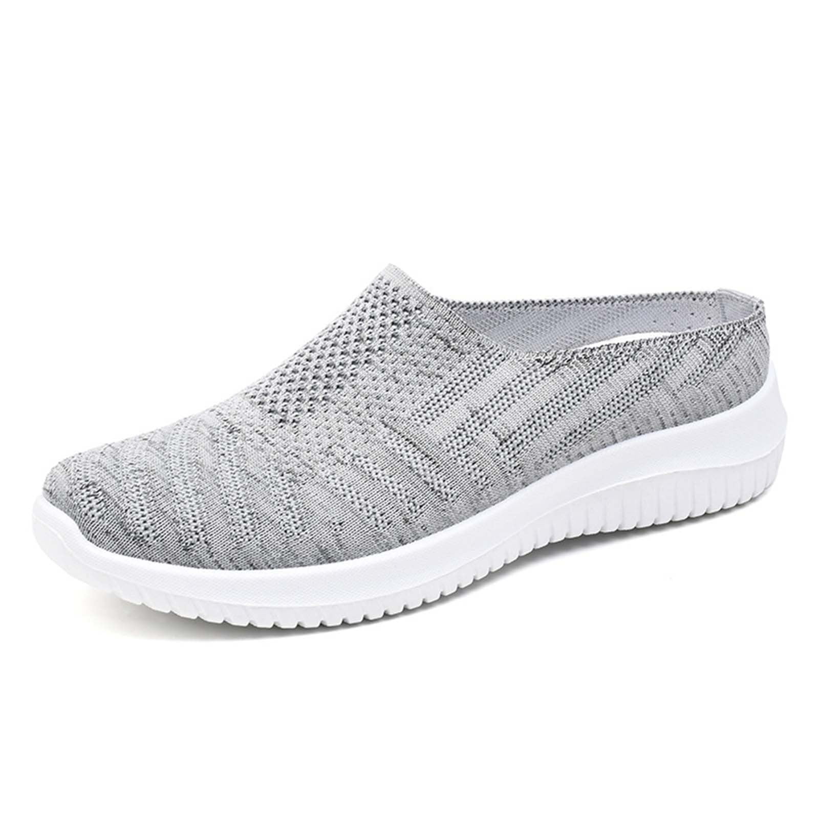 Censtreet Womens Mesh Mules Slip On Shoes Backless Sneakers Knit Flats ...