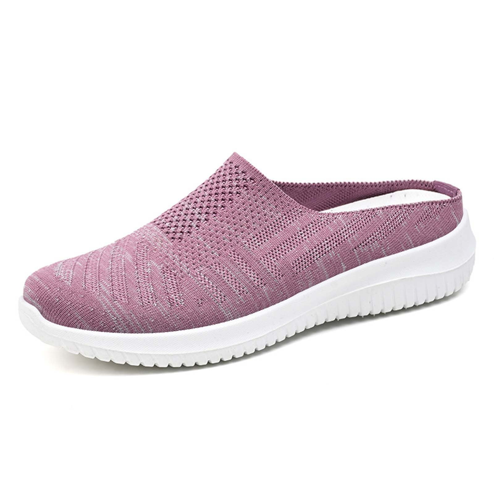 Censtreet Womens Mesh Mules Slip On Shoes Backless Sneakers Knit Flats ...