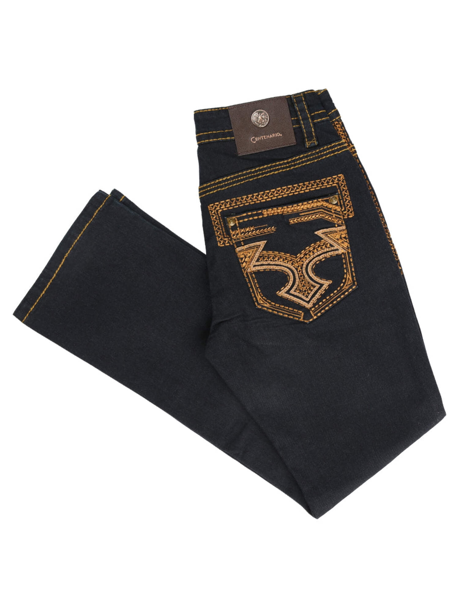Centenario Men's Rinse Blue Denim with Gold Embroidered Details 45313 ...