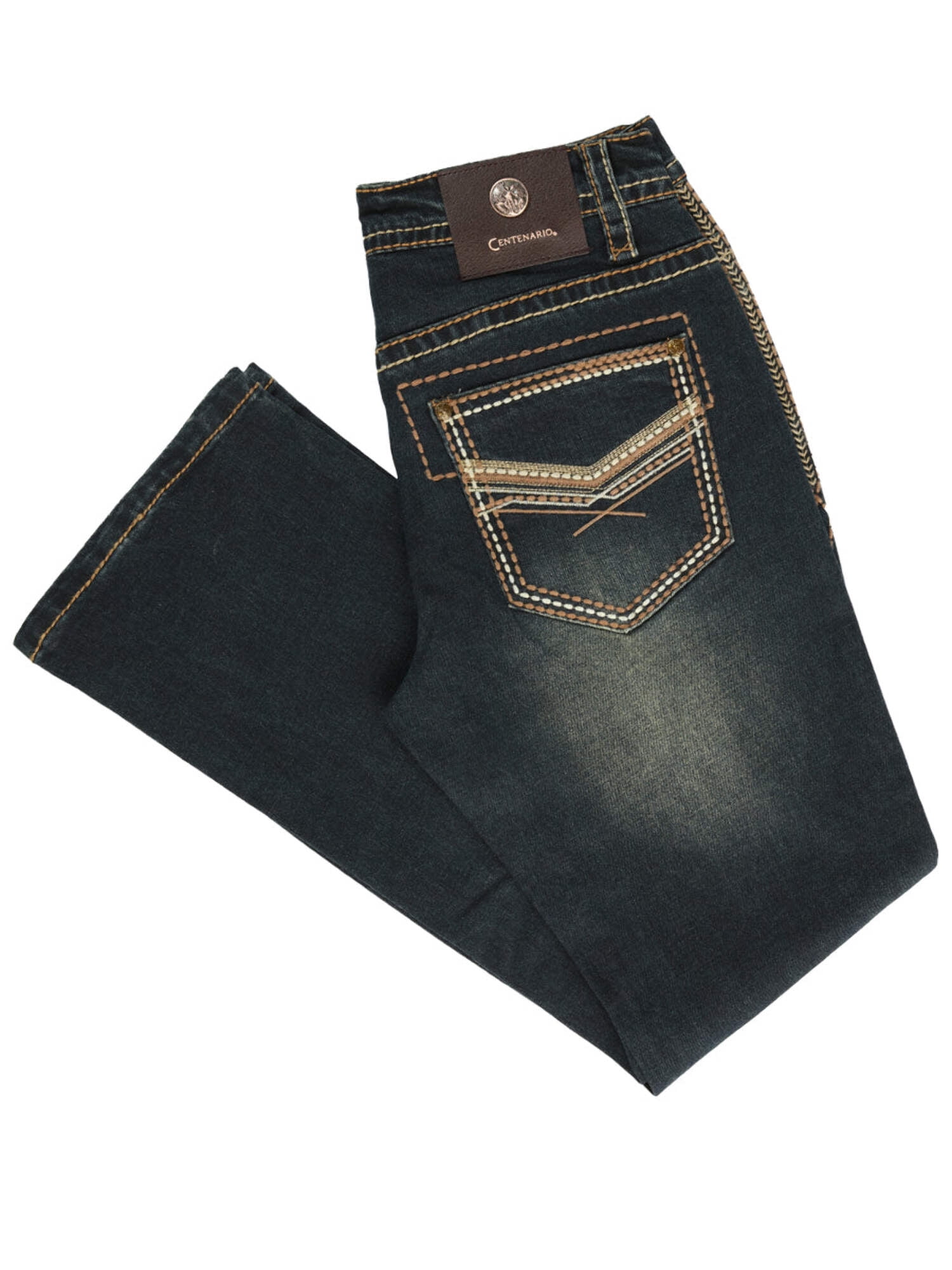 Centenario Men's Tinted Green Denim with Embroidered Details 45315 ...