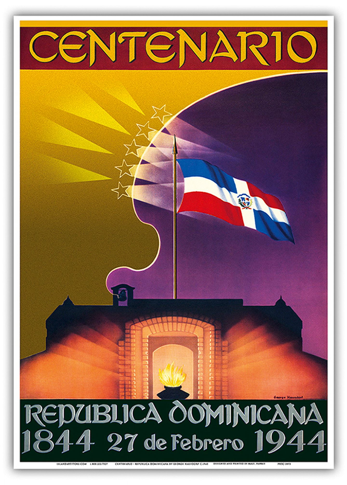 Centennial - Dominican Republic - 27th of February 1944-1844 - Vintage Travel Poster by George ...