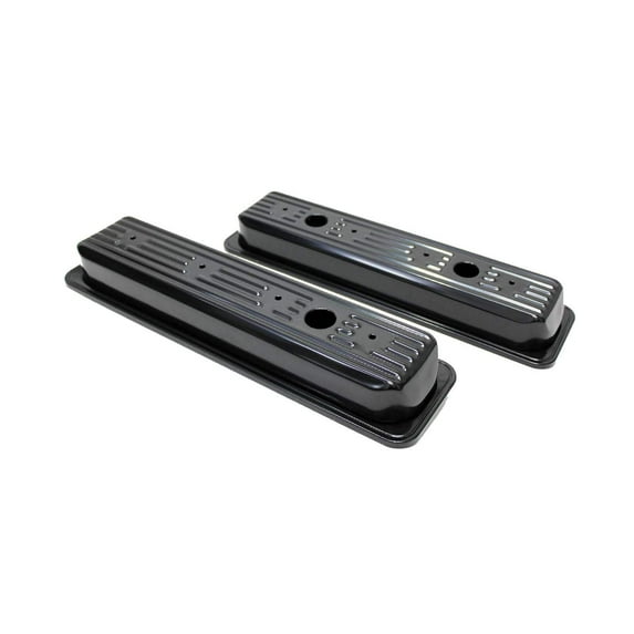 Center-Bolt Finned Steel Valve Covers for Chevy Small Block - Black ...