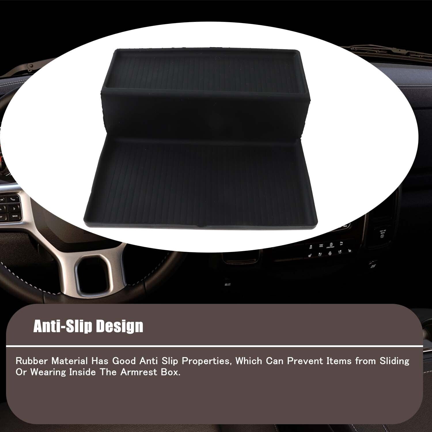Center Console Black Rubber Mat Insert for 2010-2015 Dodge Ram 2500 ...