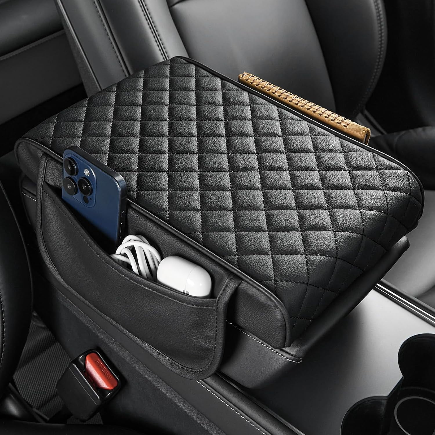 Center Console Cover for SUV Sedan, Thick Arm Rest Pad with Storage Bag ...