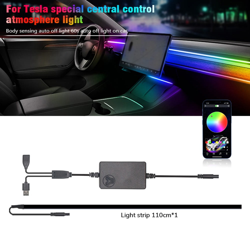 Center Console Dashboard USB Rgb Led Light Strip App Control for Tesla ...