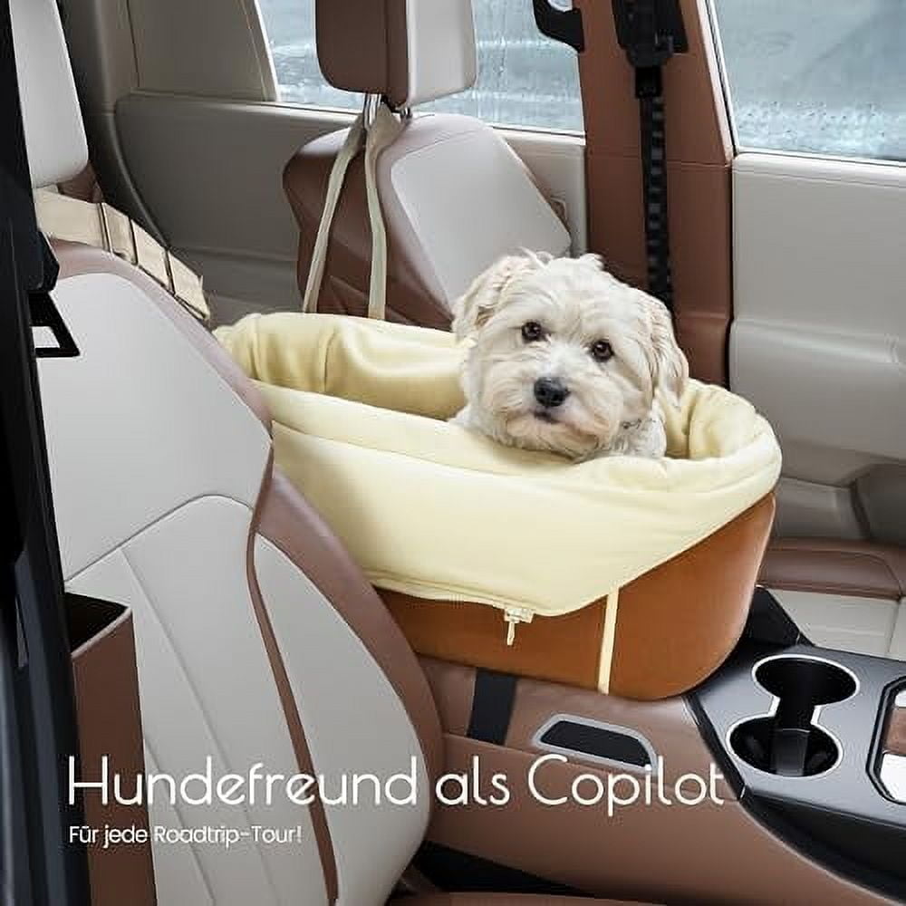 Center Console Dog Car Sear for Small Dogs, Leather Dog Booster Car ...
