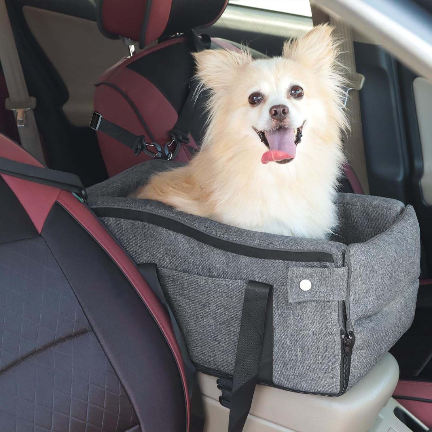 Center Console Dog Car Seat for Small Dogs Up to 12lbs, Detachable ...
