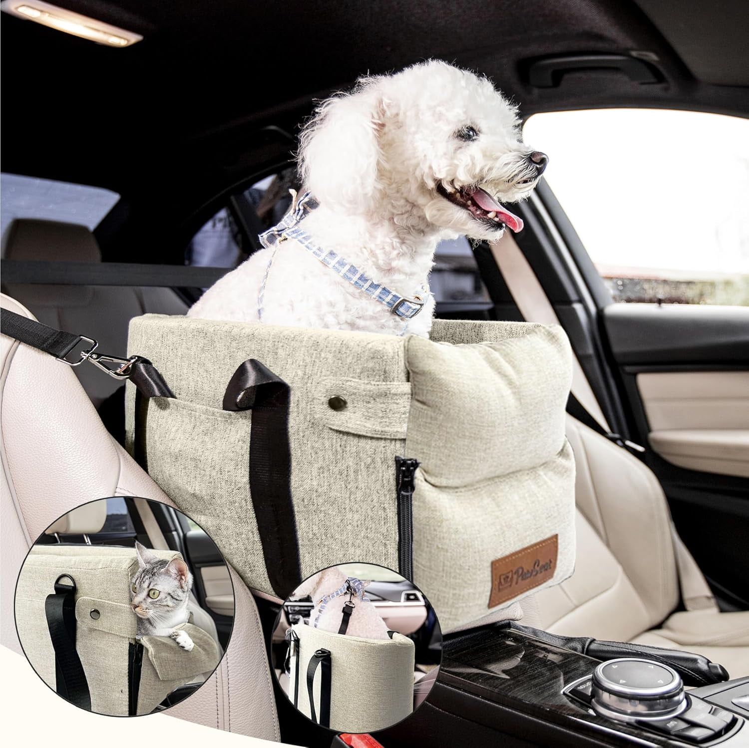 Center Console Dog Car Seat for Small Dogs and Puppies 5-13Lbs, Ideal ...