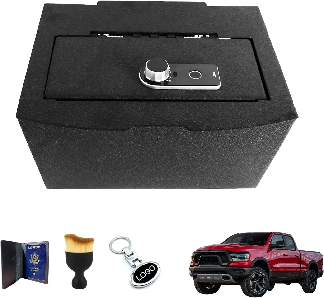 Center Console Gun Safe Vault Compatible with Dodge Ram 1500/2500/3500 ...