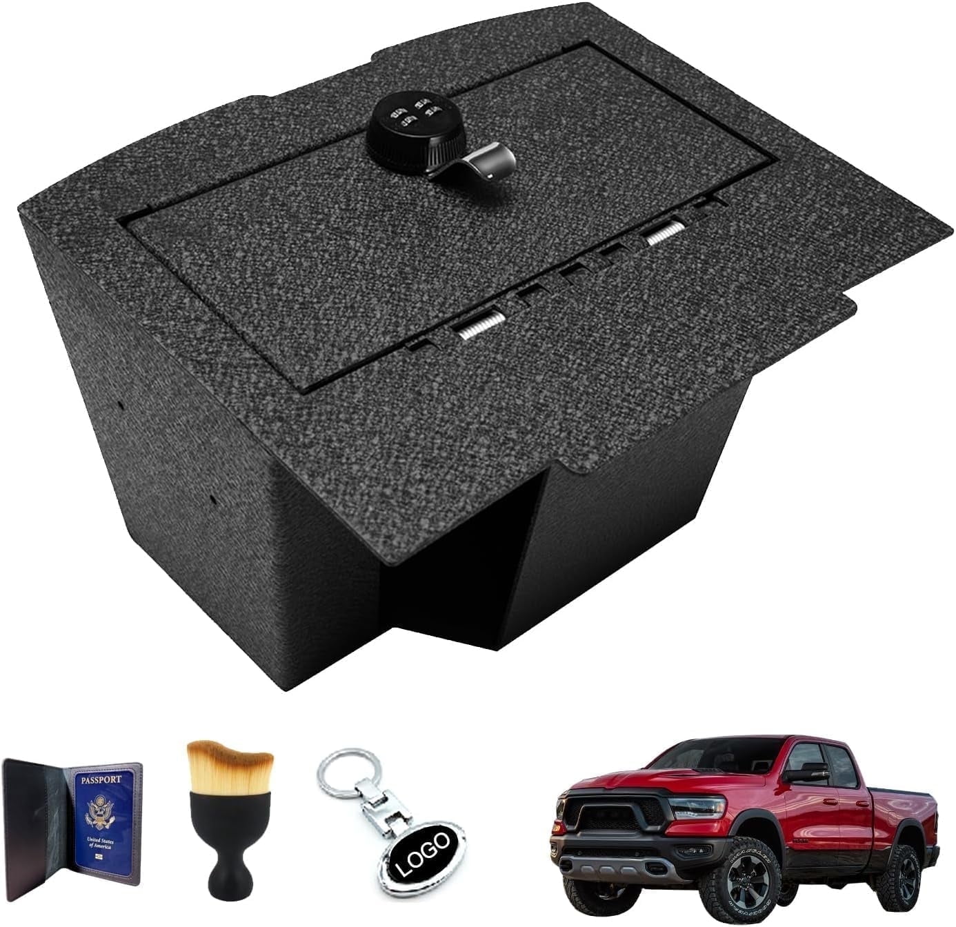 Center Console Gun Safe Vault Compatible with Dodge Ram 1500/2500/3500 ...