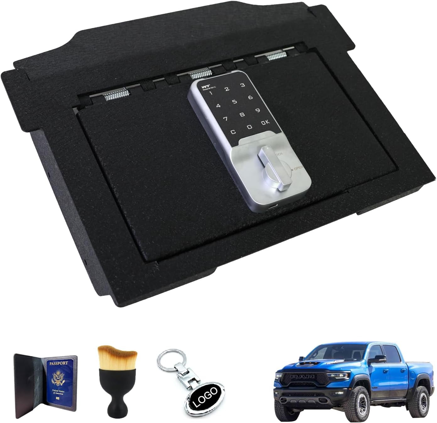 Center Console Gun Safe Vault Compatible with Dodge Ram TRX 2021-2024 ...