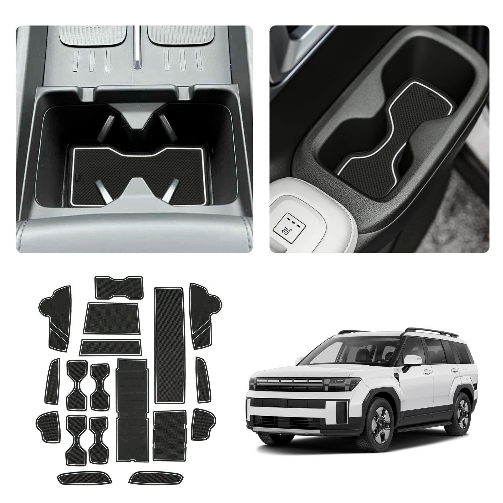 Center Console Liner Mat MMF7 Fits 2024 2025 Hyundai Fe SE/SEL/SEL Hybrid/XRT/Limited ...