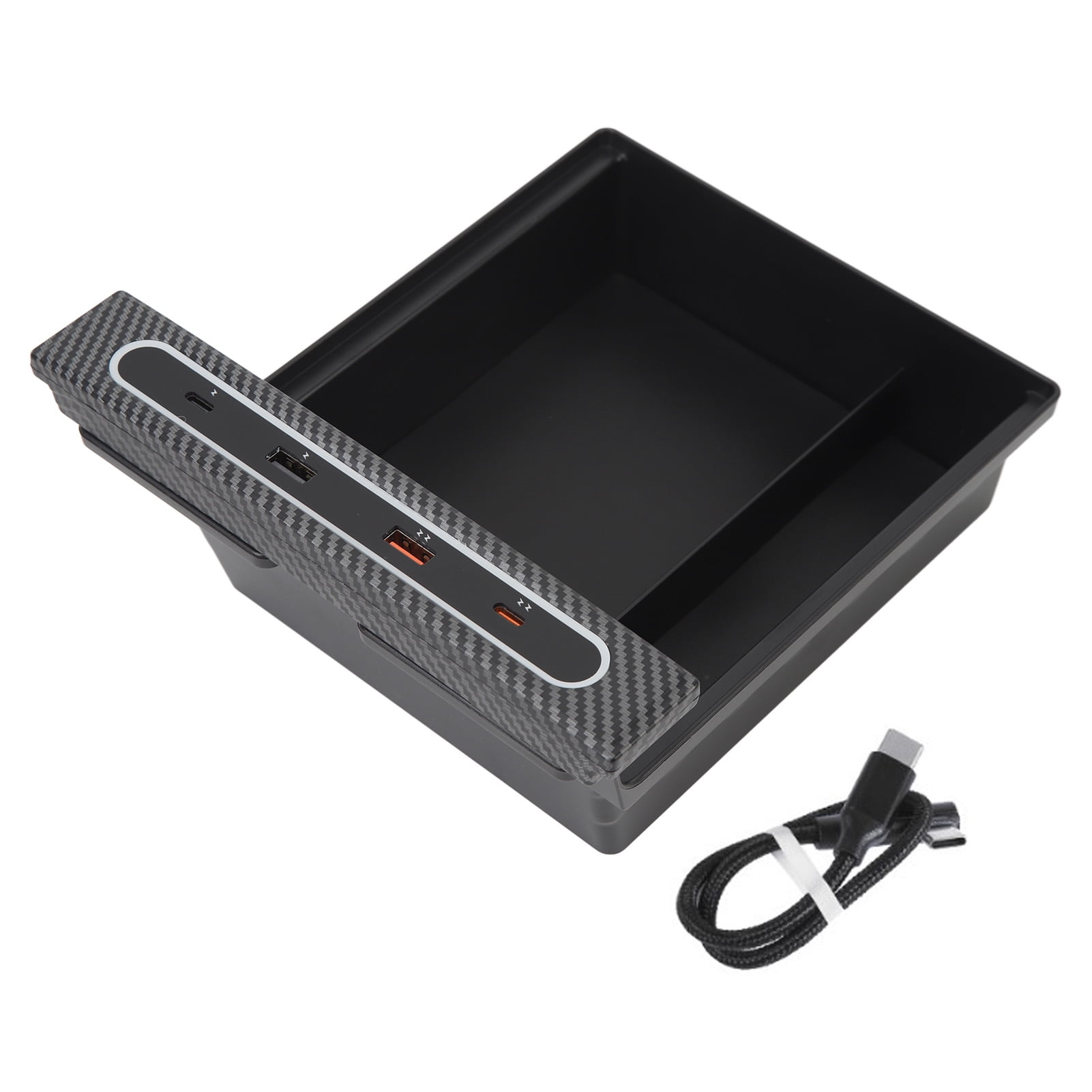 Center Console Organizer with Docking Station Ambient Lighting Carbon ...