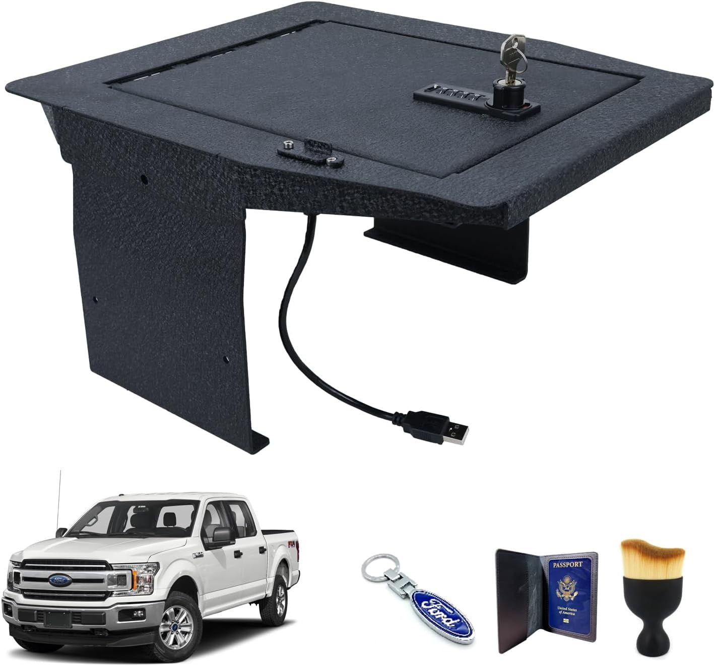Center Console Safe Vault - Xdeer Console Gun Safe Box Compatible with ...