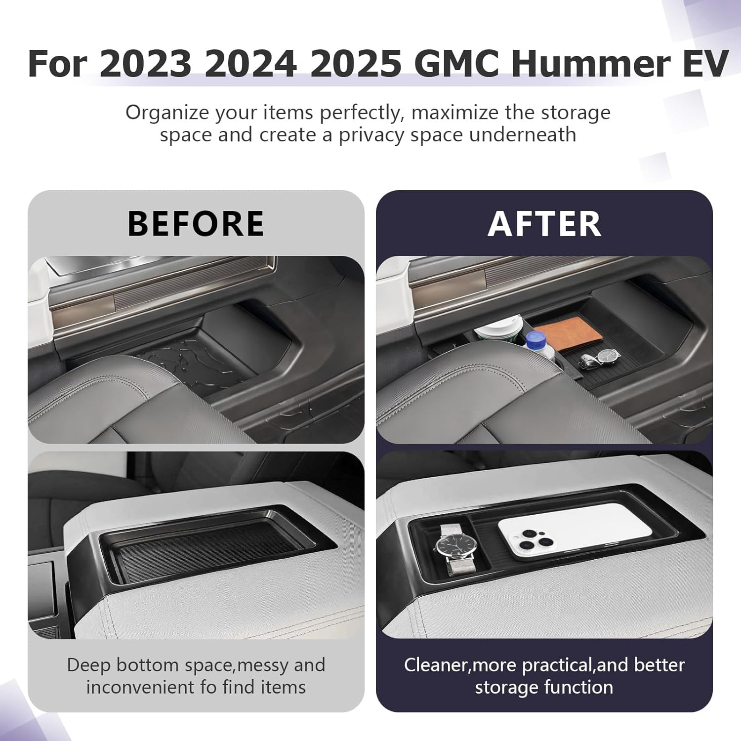 Center Console Tray Set 2023-2026 Hummer EV SUV Accessories - 2PCS ...