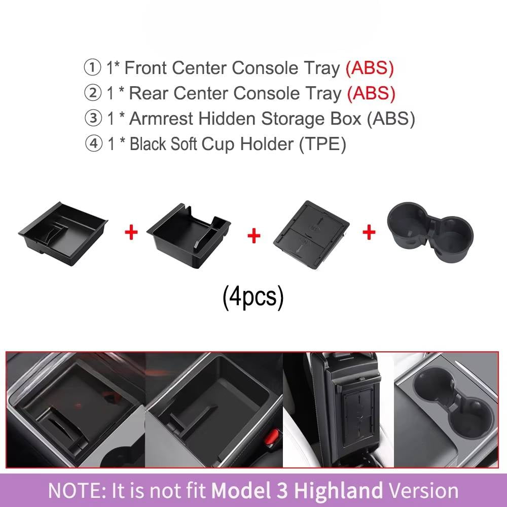 Center Console Trays for Tesla Model Y Organizer Accessories Under Seat ...
