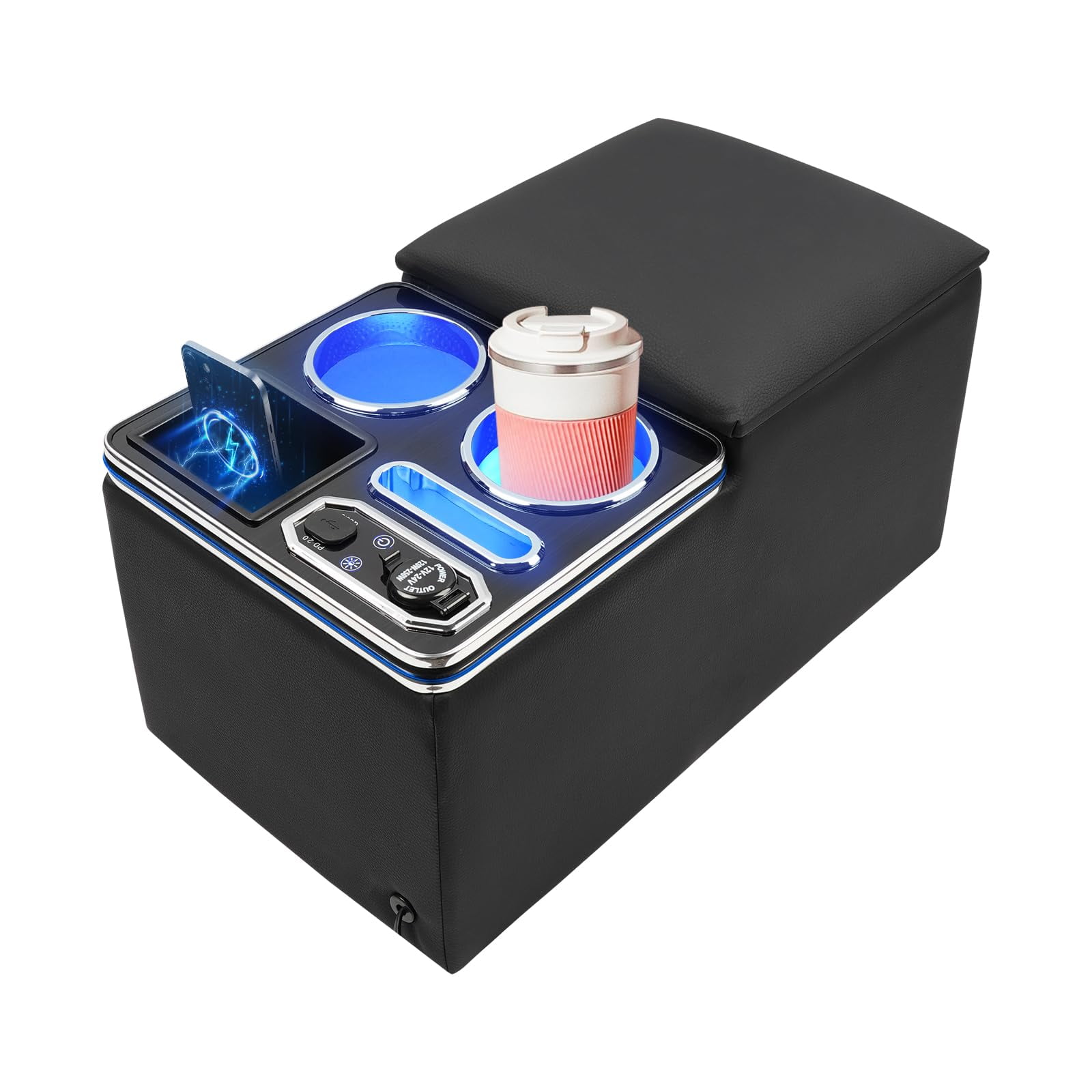 Center Console, Wireless Charging Center Console Organizer, Dual Cup ...