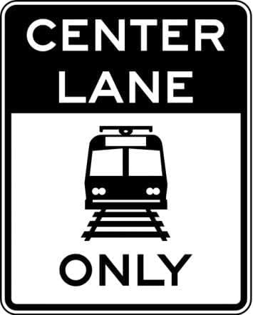 Center Lane Light Rail Transit Only Sign Traffic Warning Signs Metal ...