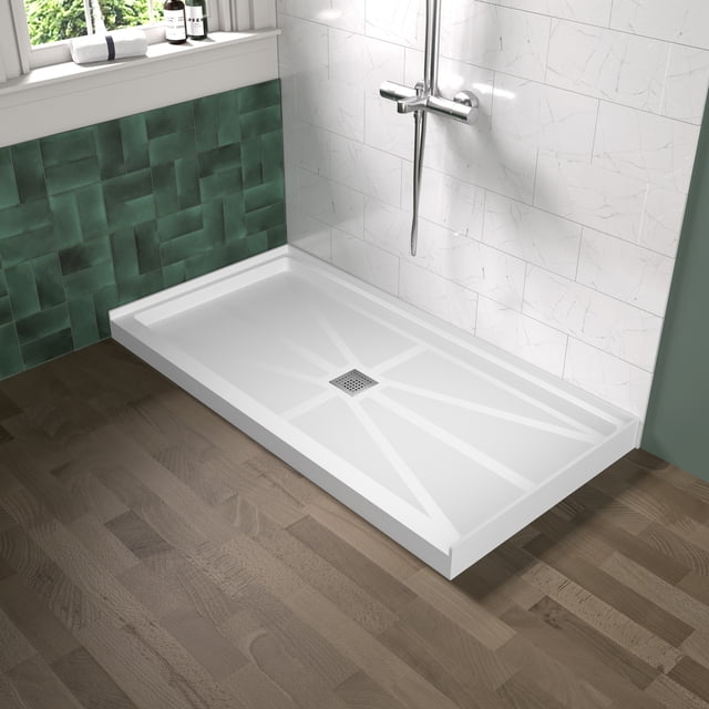 Center Shower Base 60" L x 30" W x 4" H Anti-slip Stainless Steel ...