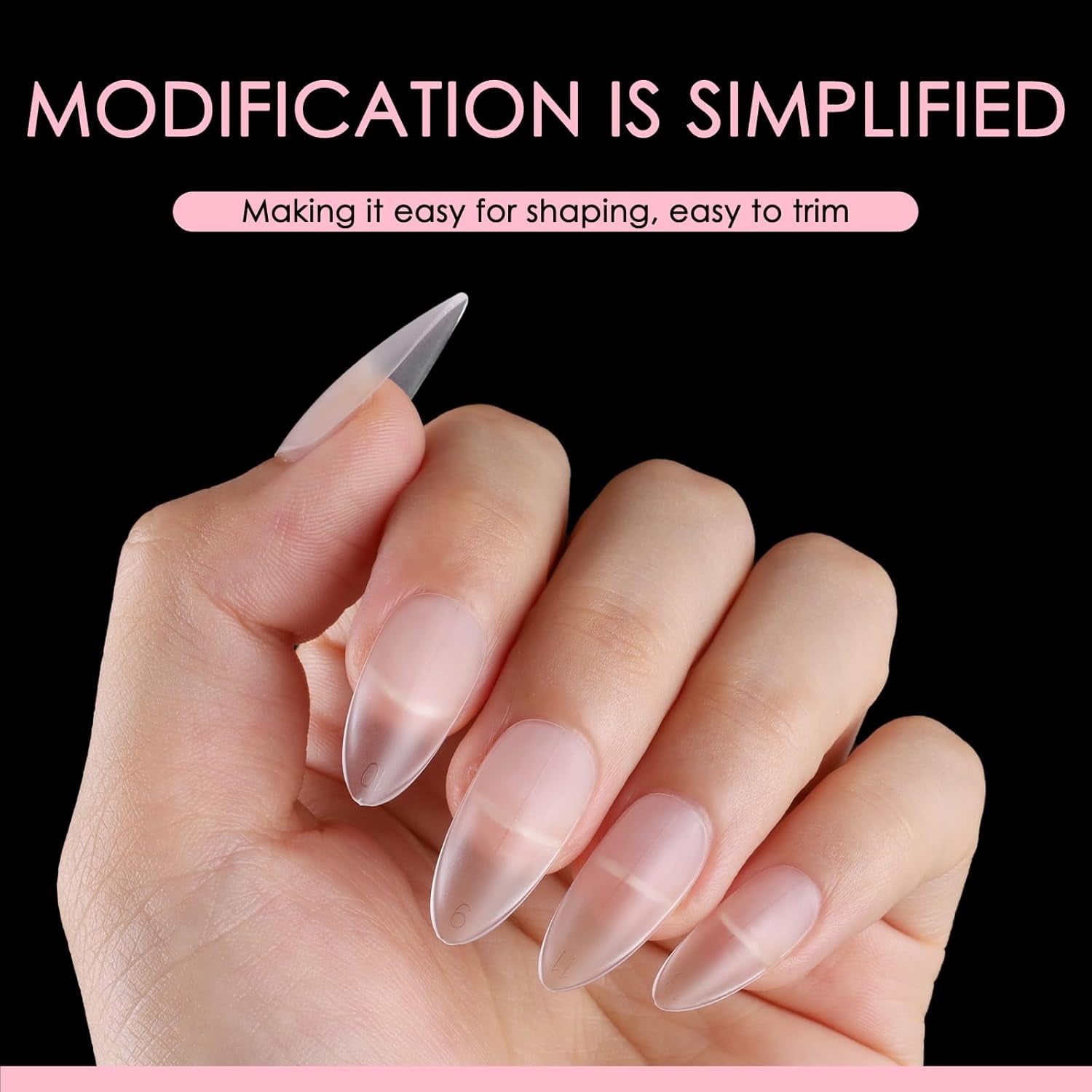 CenterLine Extra Short Almond Nail Tips with Guide lines, Easy ...