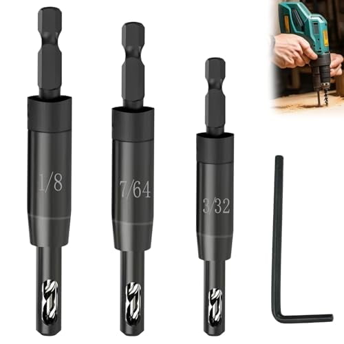 Centering Hinge Drill Bit Set, CC2430 3/32", 7/64", 1/8" VIX Bit Center ...