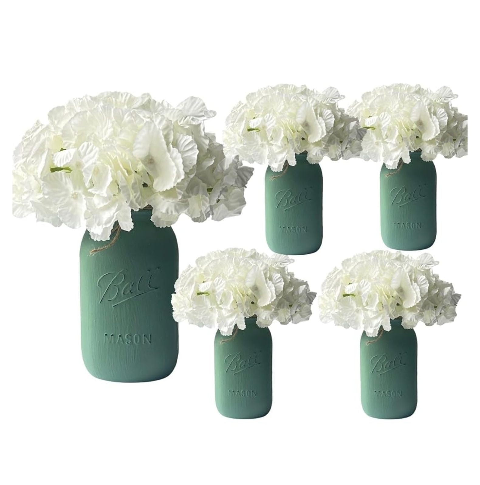 Centerpiece Table Decorations Wedding - Set of 5 Painted Mason Jars ...