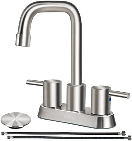 Centerset Bathroom Faucet 2 Handles 4 Inch Commercial Hand Sink Touch ...