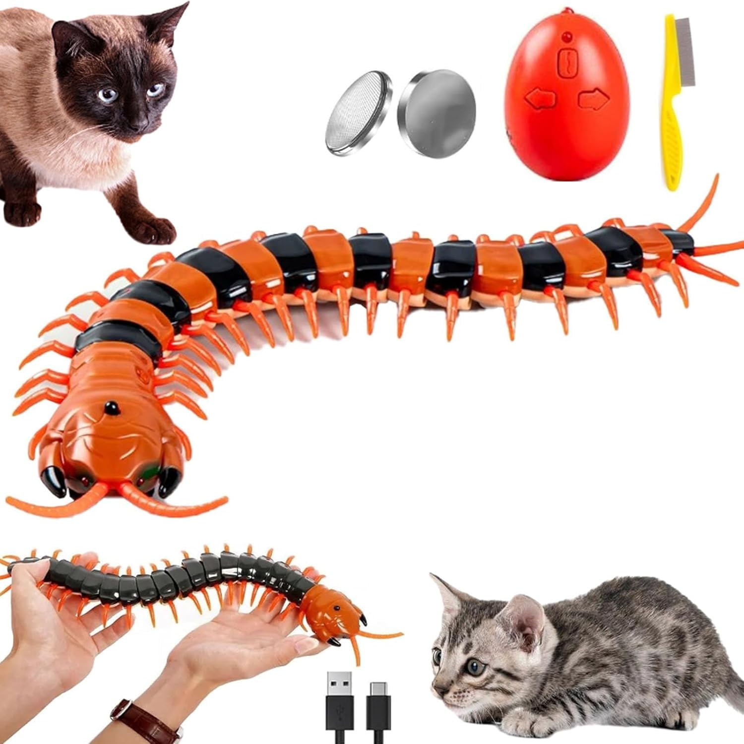 Centipede Cat Toy, Interactive Remote Smart Sensing Snake, Realistic ...