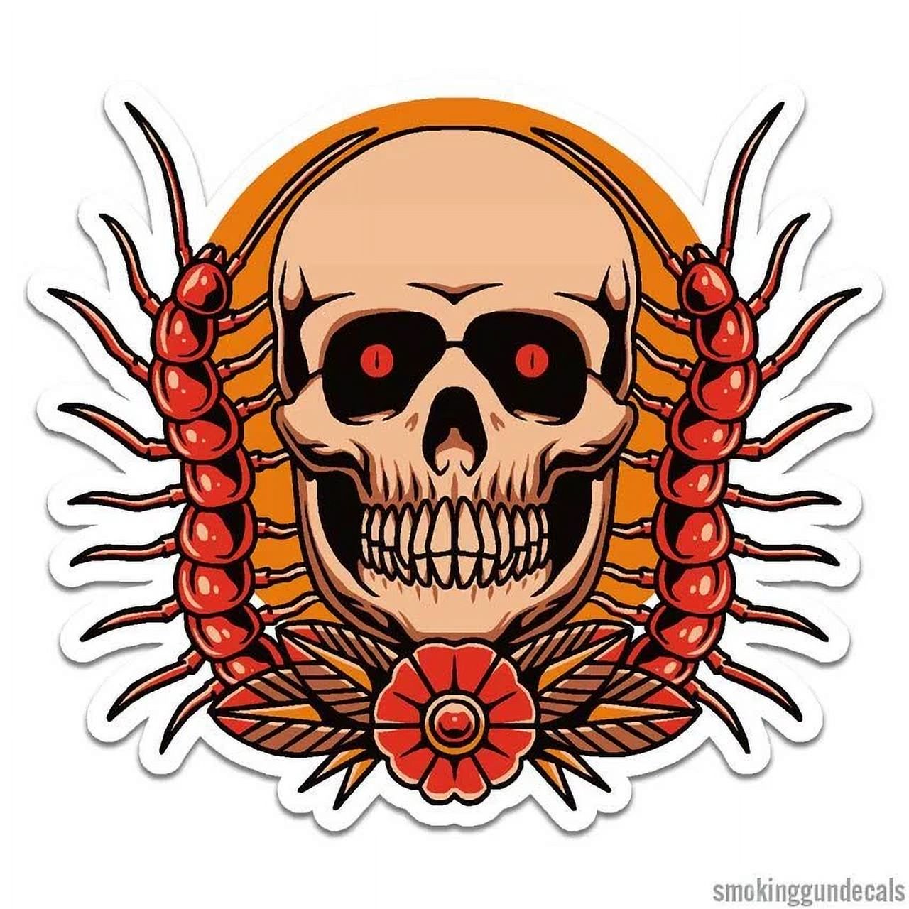 Centipede Skull Sticker Indoor Outdoor Phone Decal Water Bottle ...