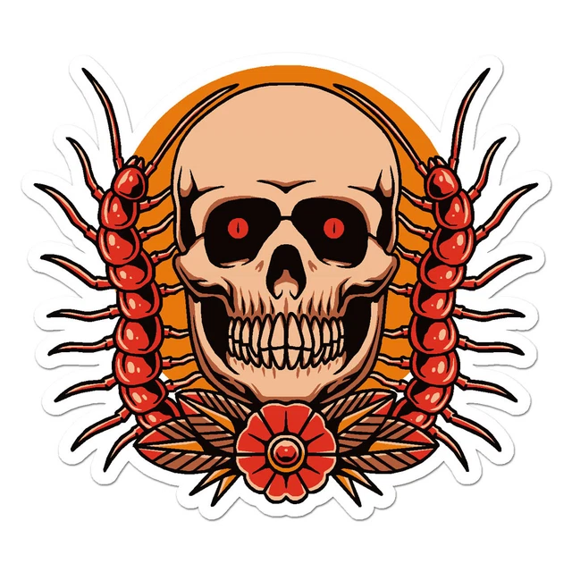 Centipede Skull Sticker Phone Decal Water Bottle Stickers Car Decals ...