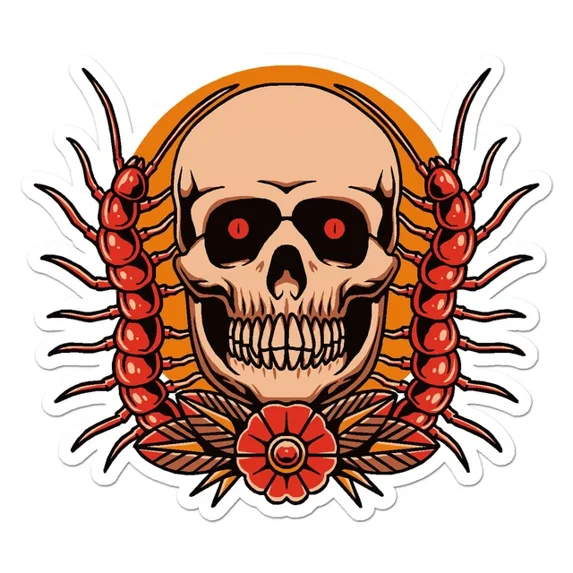 Centipede Skull Sticker Phone Decal Water Bottle Stickers Car Decals ...