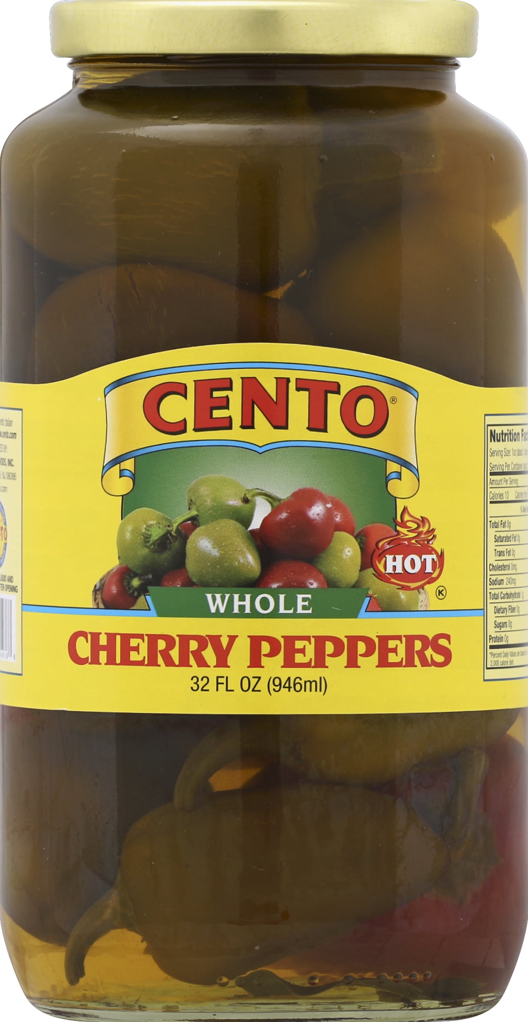 Cento, Cherry Peppers Whole Hot, 16 oz, Authentic Italian Style ...