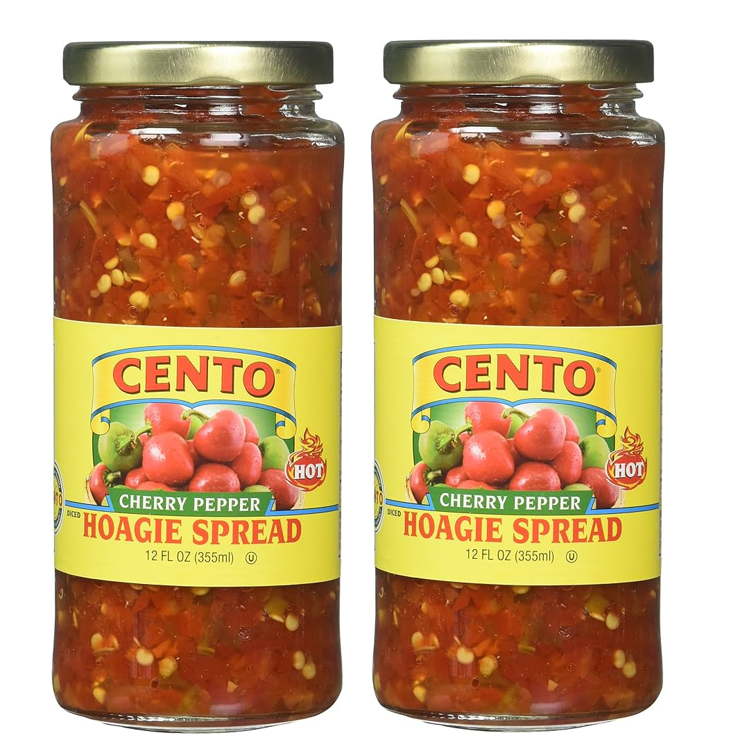 Cento Hot Cherry Peppers Hoagie Spread Two Glass Jars 12 Fl Oz ...