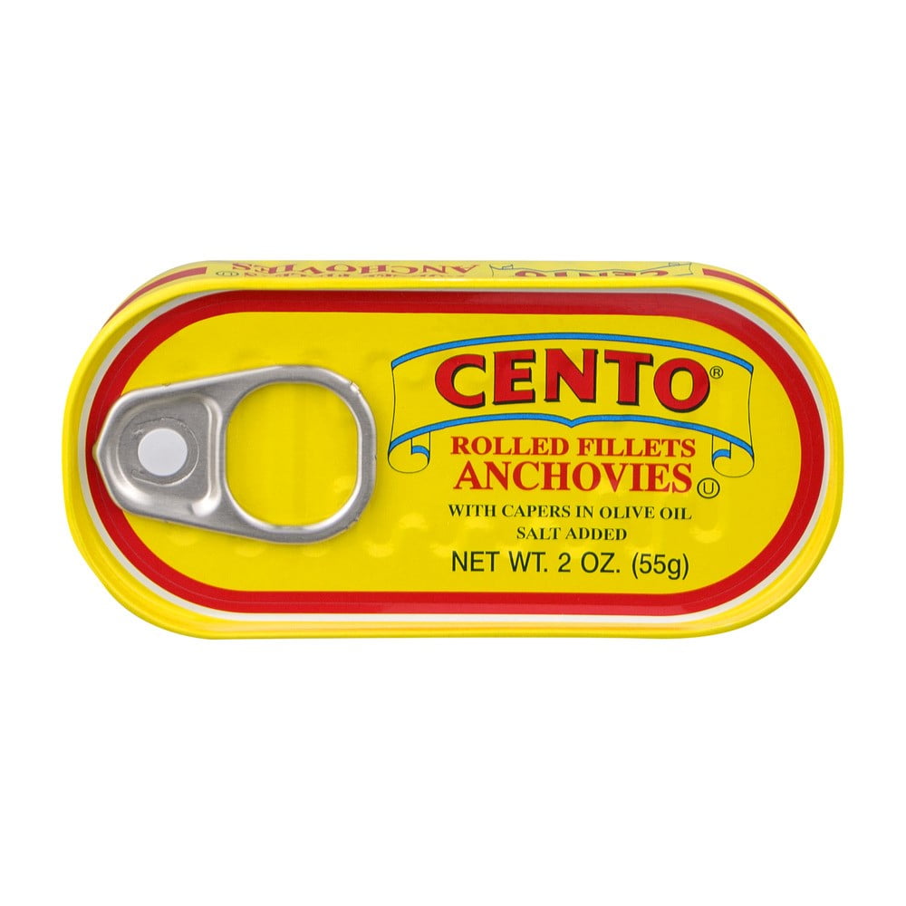 Cento Rolled Fillets Anchovies With Capers in Olive Oil, 2 Oz Can ...