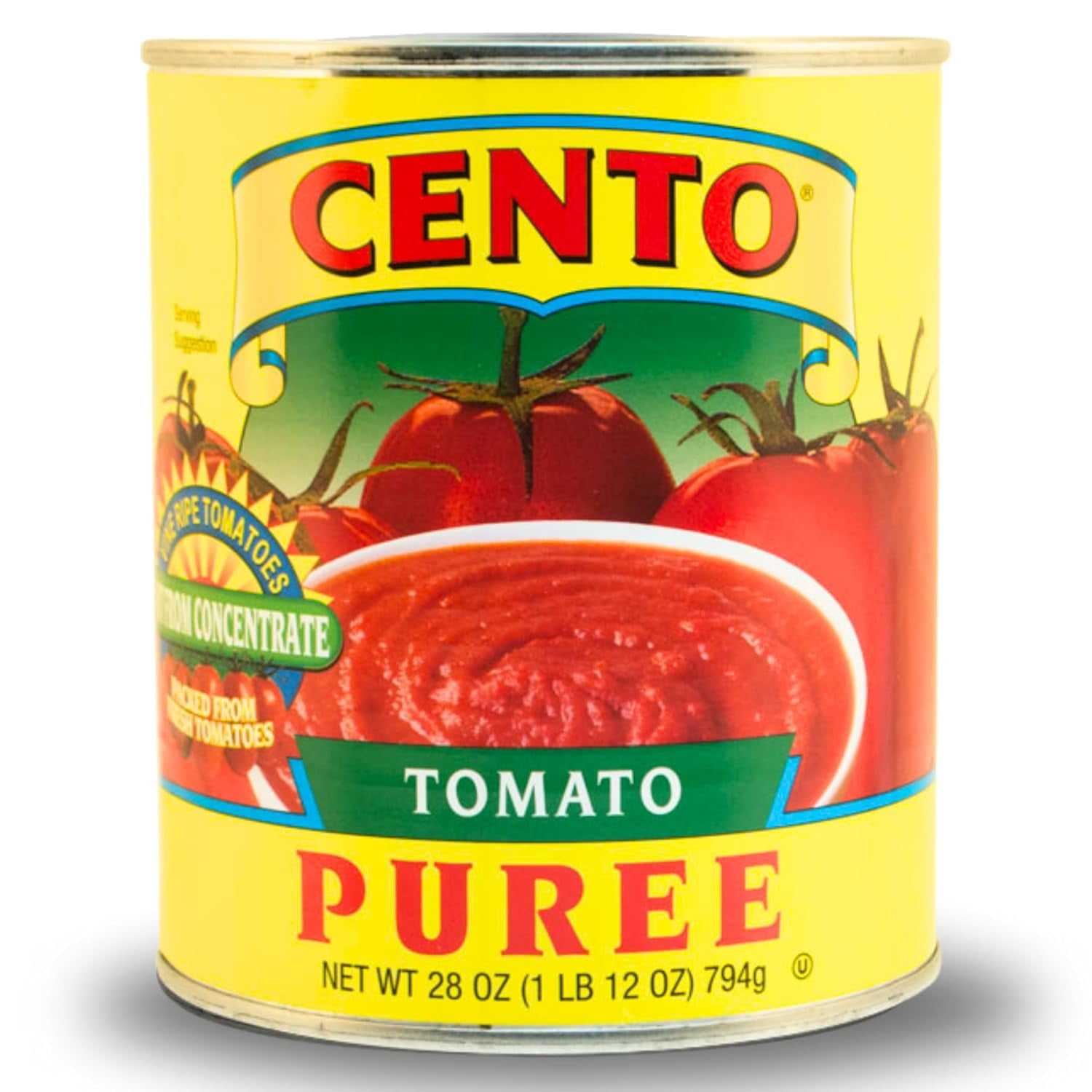 Cento Tomato Puree, 28 Oz, Thick Puree from Red, Ripe Tomatoes, Seeded ...