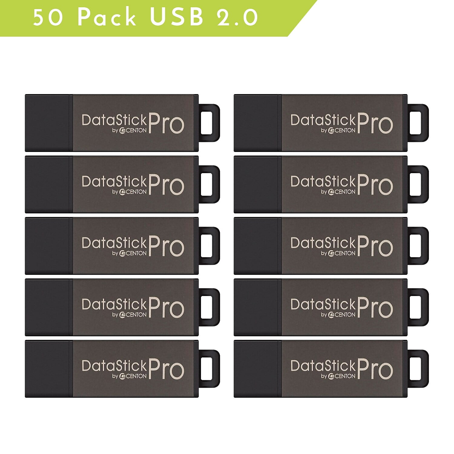 Centon MP Valuepack USB 2.0 Pro Flash Drive Gray 2GB Capacity 50/Pack ...