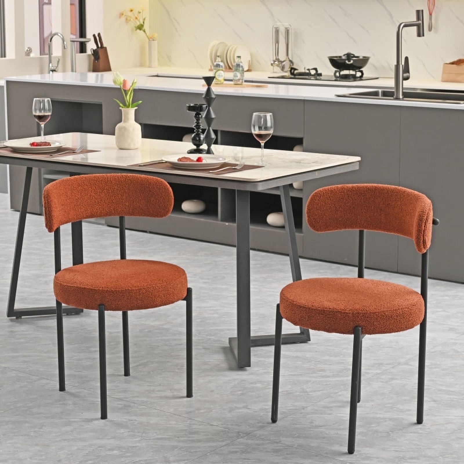 Centra-view Modern Curved Backrest Dining Chairs, Brown (Set of 2 ...