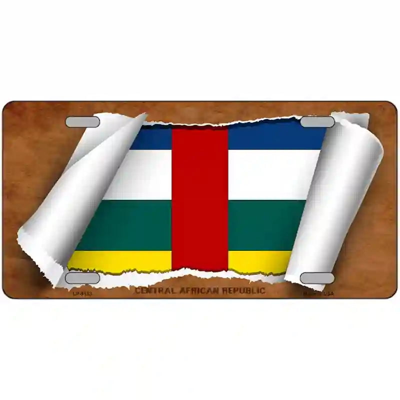 Central African Republic Flag Scroll Metal Novelty License Plate 24" x ...